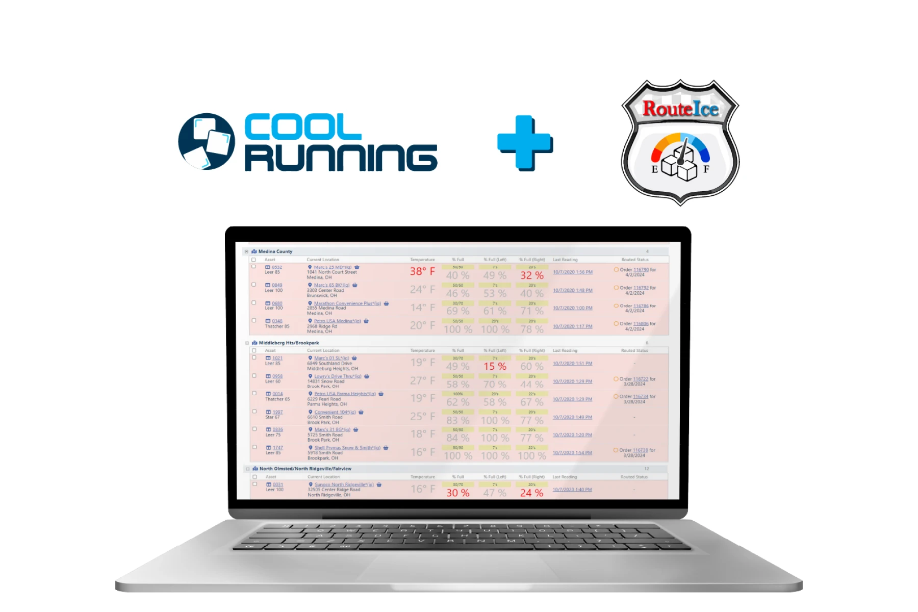 RouteIce + Cool Running Software | Volume Sensor Integration